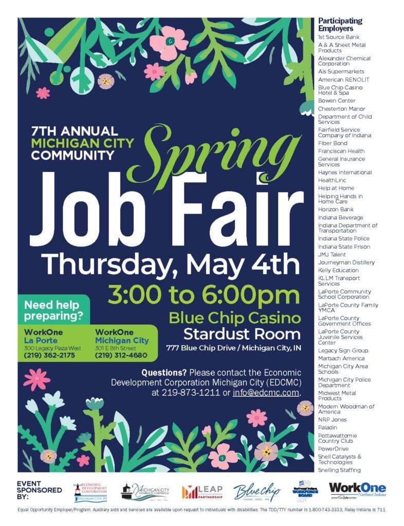 Spring Job Fair - Economic Development Corporation Michigan City, Indiana Spring Job Fair - Economic Development Corporation Michigan City, Indiana